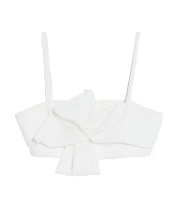 Max Mara Miniature Satin Top With Bow Detail - White