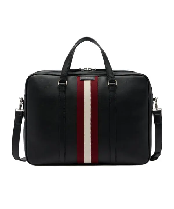 Bally Code Logo Striped Briefcase - Black