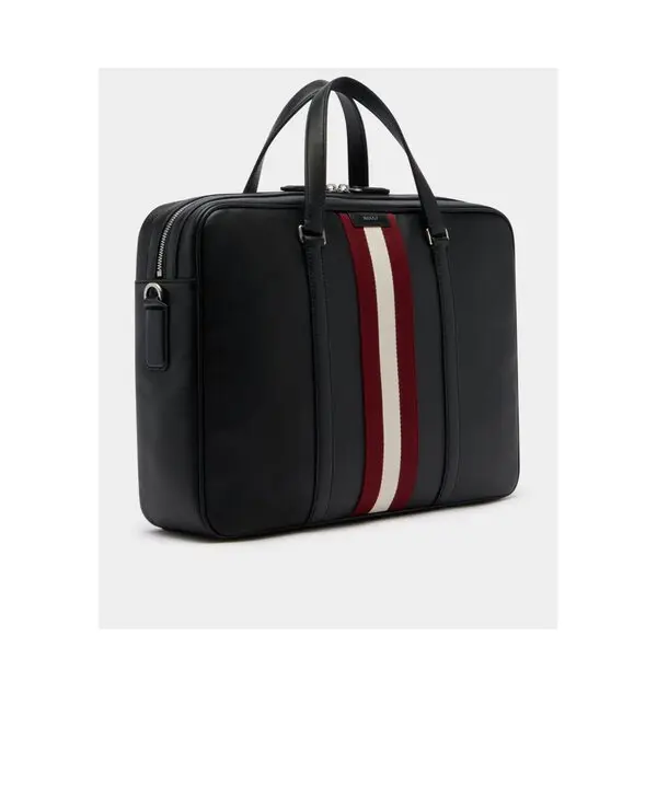 Bally Code Logo Striped Briefcase