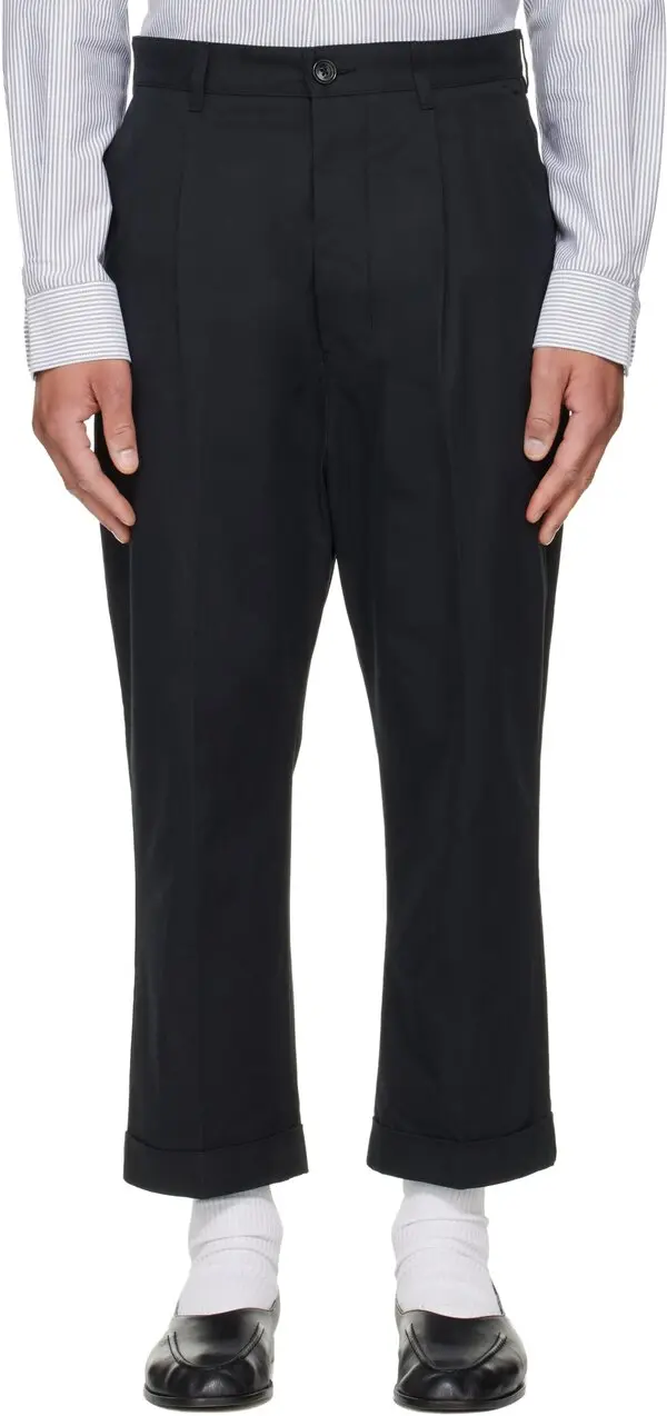 AMI Paris Pleated Straight Leg Trousers