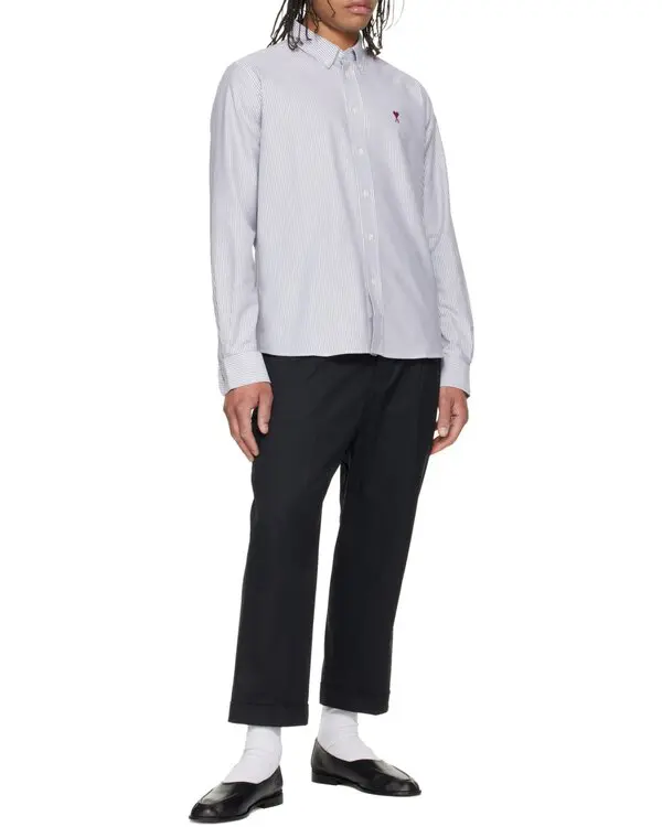 AMI Paris Pleated Straight Leg Trousers