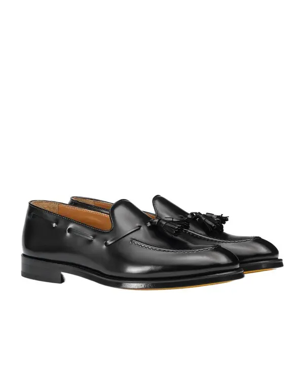 DOUCAL'S Leather Loafer With Tassels - Black