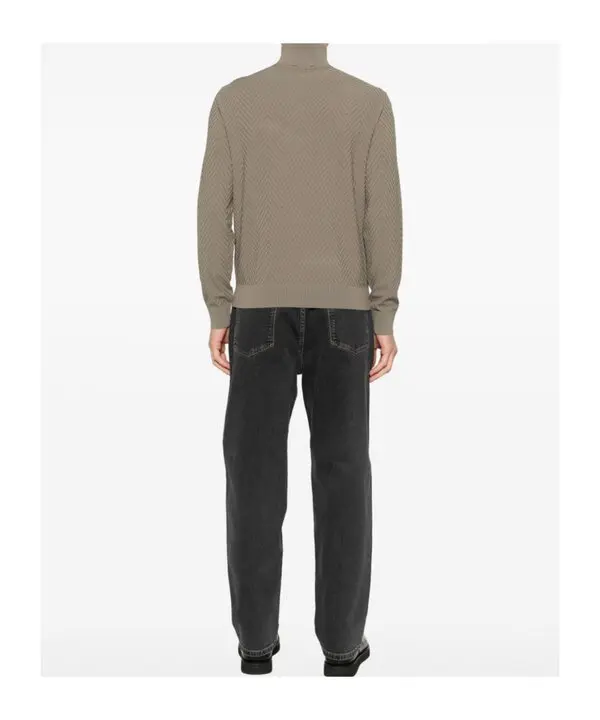 Emporio Armani Chevron Pattern Zip-up Sweater
