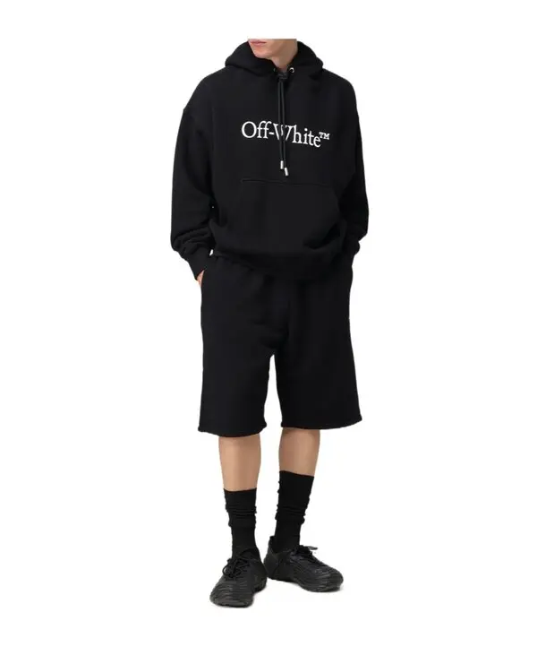 Off-White Diagonal Arrow Print Drawstring Bermuda Shorts - Black