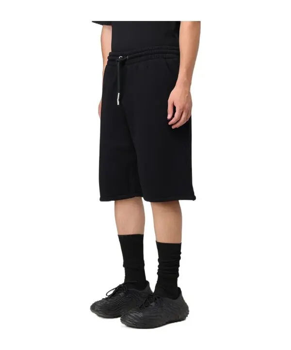 Off-White Diagonal Arrow Print Drawstring Bermuda Shorts - Black