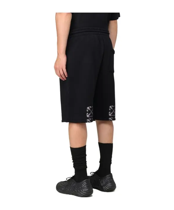 Off-White Diagonal Arrow Print Drawstring Bermuda Shorts - Black