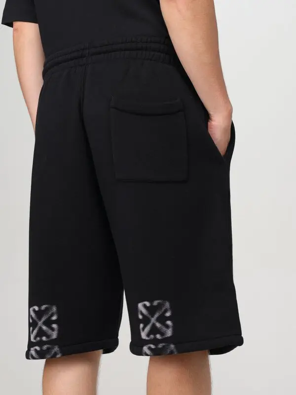 Off-White Diagonal Arrow Print Drawstring Bermuda Shorts - Black