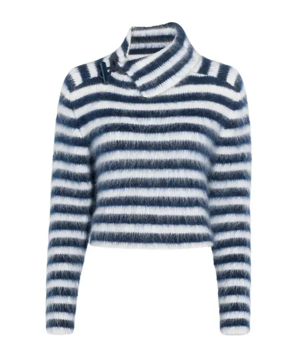 Jacquemus Striped Knit Asymmetrical Turtleneck Jumper - Multi-navy