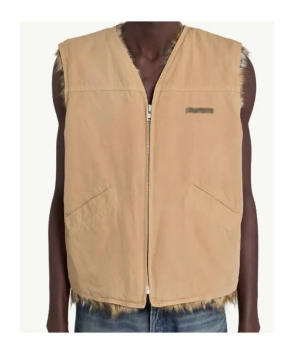 MAISON MARGIELA Sleeveless Zip-up Vest With Faux Fur Trim