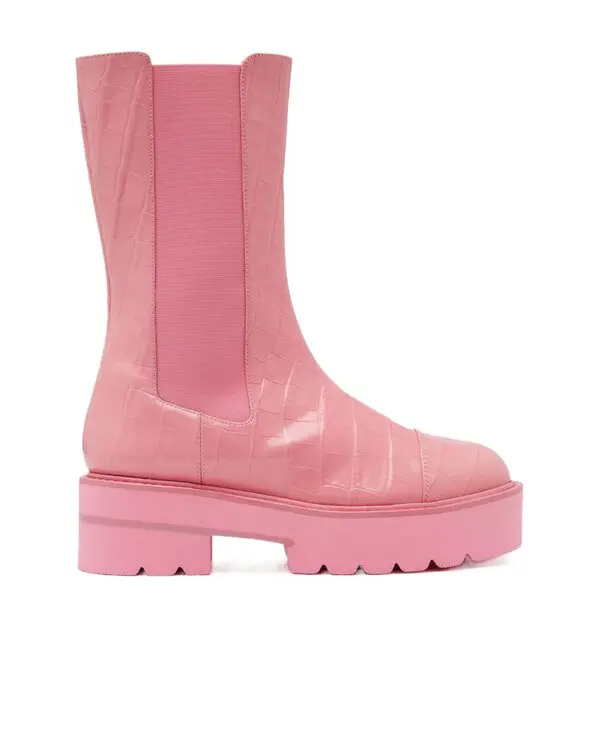 STUART WEITZMAN Chelsea Boots With Crocodile-effect Leather - Pink