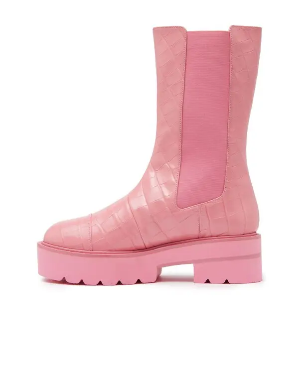 STUART WEITZMAN Chelsea Boots With Crocodile-effect Leather - Pink