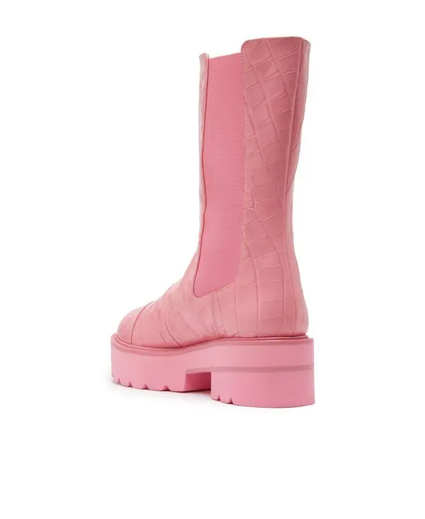STUART WEITZMAN Chelsea Boots With Crocodile-effect Leather - Pink