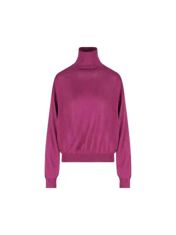 Saint Laurent Long Sleeve Turtleneck Knitted Jumper - Pink