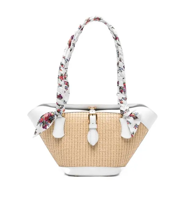 Dolce & Gabbana Floral Handle Woven Tote Bag