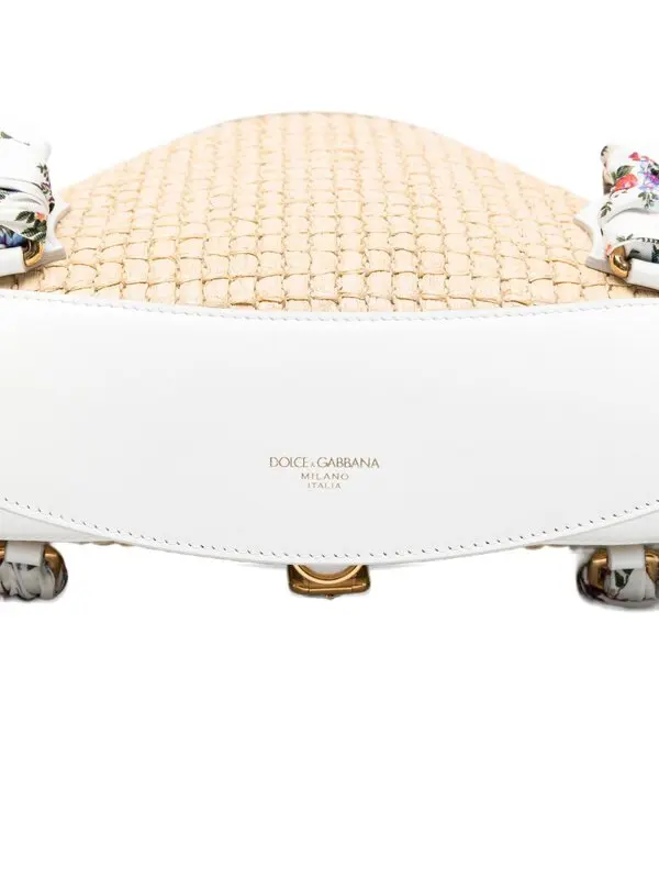 Dolce & Gabbana Floral Handle Woven Tote Bag