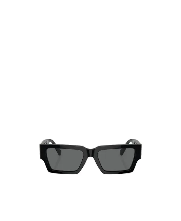 Versace Rectangle Frame Sunglasses With Medusa Head Detail - Gray