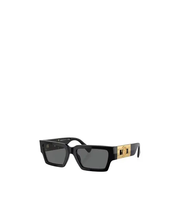 Versace Rectangle Frame Sunglasses With Medusa Head Detail - Gray