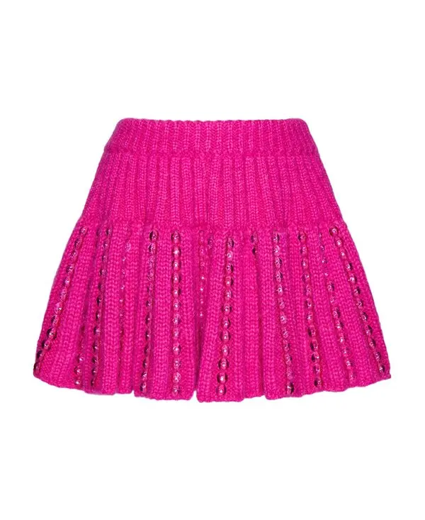 Valentino Garavani Flared Hem Knitted Mini Skirt With Sequins