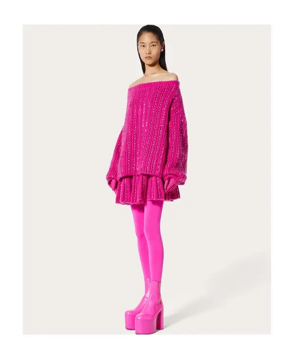 Valentino Garavani Flared Hem Knitted Mini Skirt With Sequins