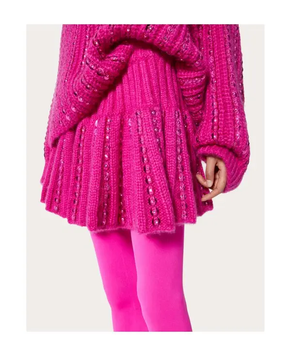 Valentino Garavani Flared Hem Knitted Mini Skirt With Sequins