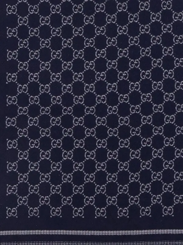 Gucci Monogrammed Frayed-edge Scarf - Black