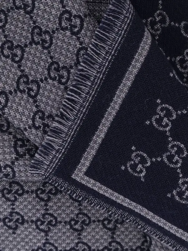 Gucci Monogrammed Frayed-edge Scarf - Black