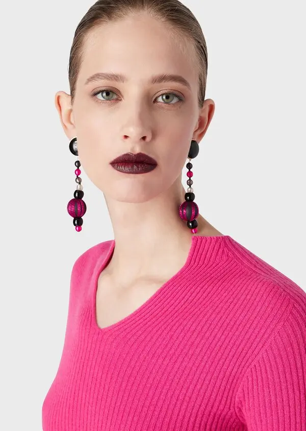 Giorgio Armani Ribbed Cashmere V-neck Sweater - Pink
