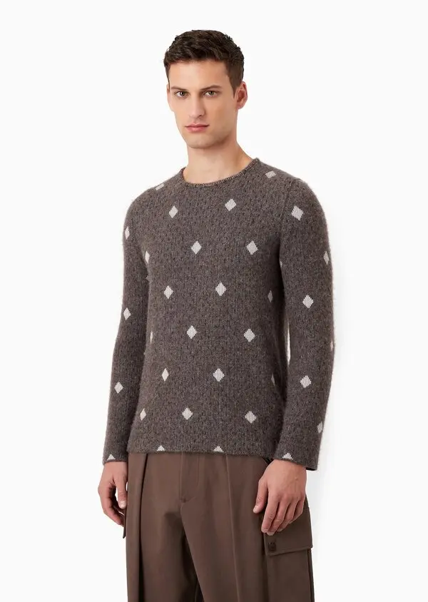 Giorgio Armani Diamond Jacquard Crew Neck Jumper