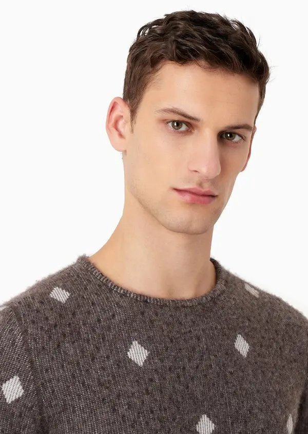 Giorgio Armani Diamond Jacquard Crew Neck Jumper