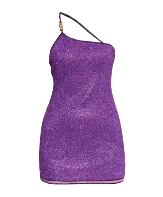 Oseree Metallic Lurex Mini Dress - Purple