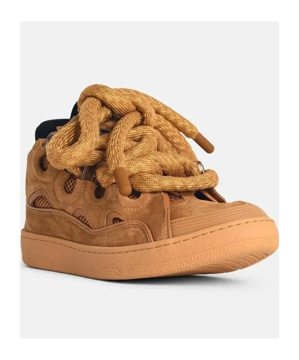 LANVIN Curb Lace-up Sneakers - Brown