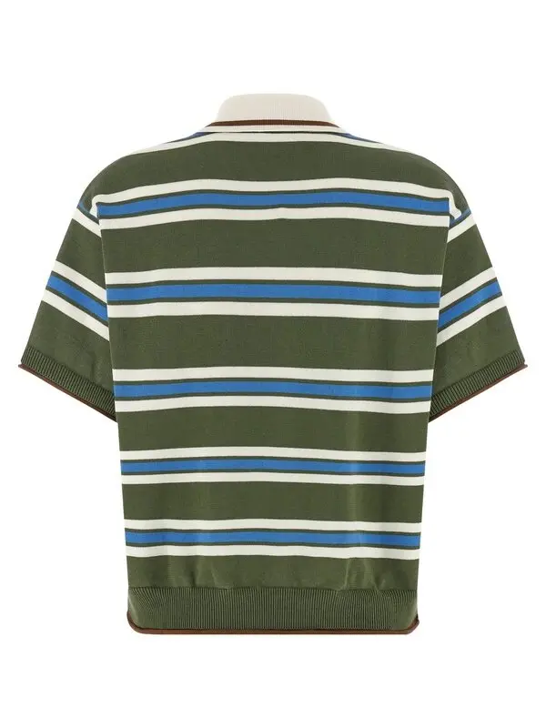Dsquared2 Striped Knit Polo Top - Green