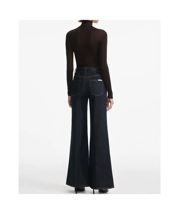 SELF-PORTRAIT Ribbed Turtleneck Fitted Top - Brown