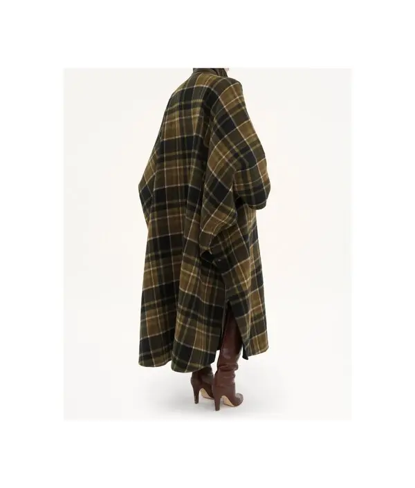 Chloé Checked Wool And Leather Long Coat
