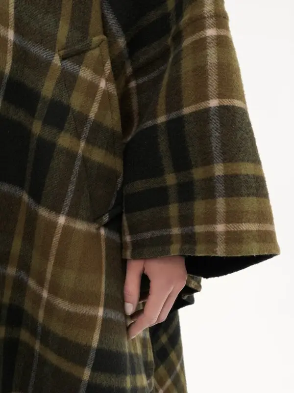 Chloé Checked Wool And Leather Long Coat