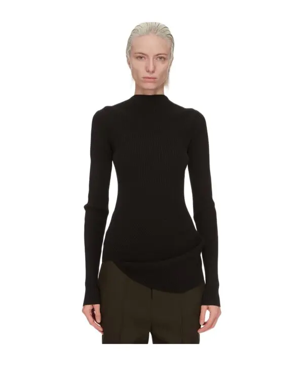 Rick Owens Ribbed High Neck Long Sleeve Sweater