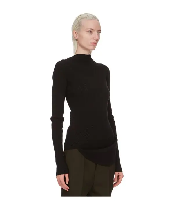 Rick Owens Ribbed High Neck Long Sleeve Sweater