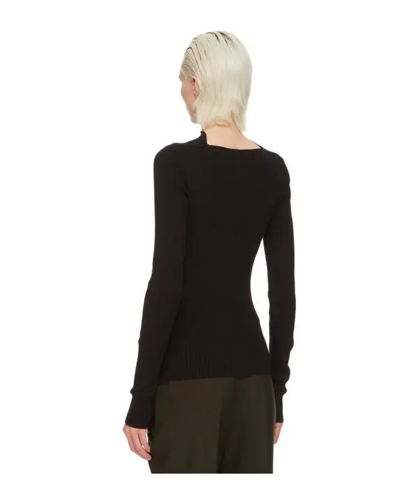 Rick Owens Ribbed High Neck Long Sleeve Sweater