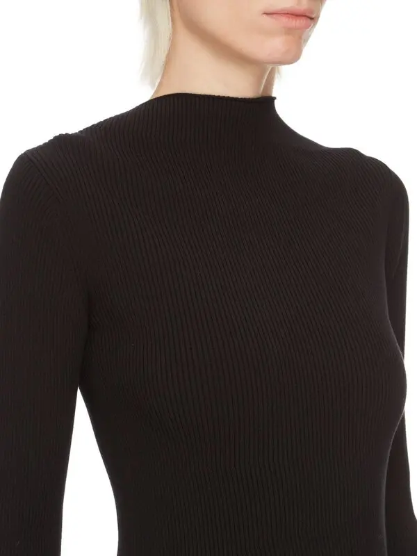 Rick Owens Ribbed High Neck Long Sleeve Sweater