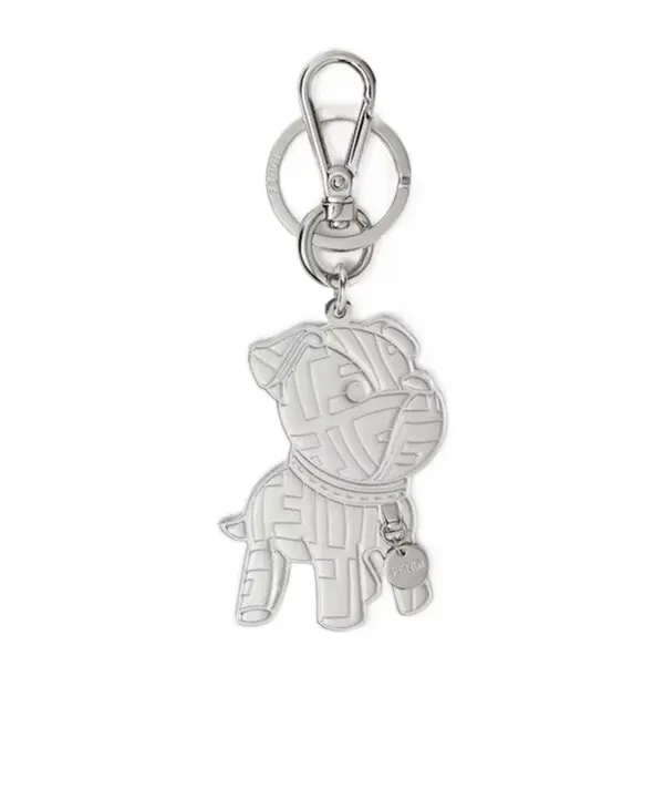 Fendi Ito Dog Motif Pendant Key Ring - Silver