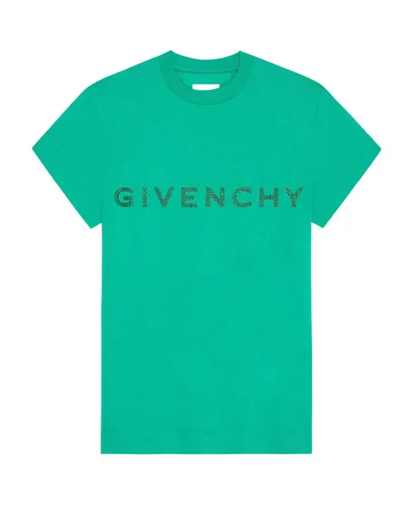 Givenchy Slim Fit T-shirt In Cotton With Rhinestones - Green