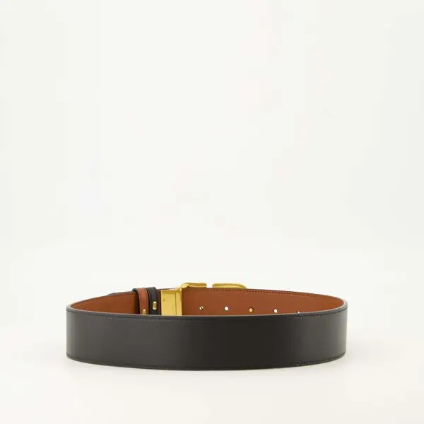 Valentino Garavani Vlogo Reversible Leather Belt - Black
