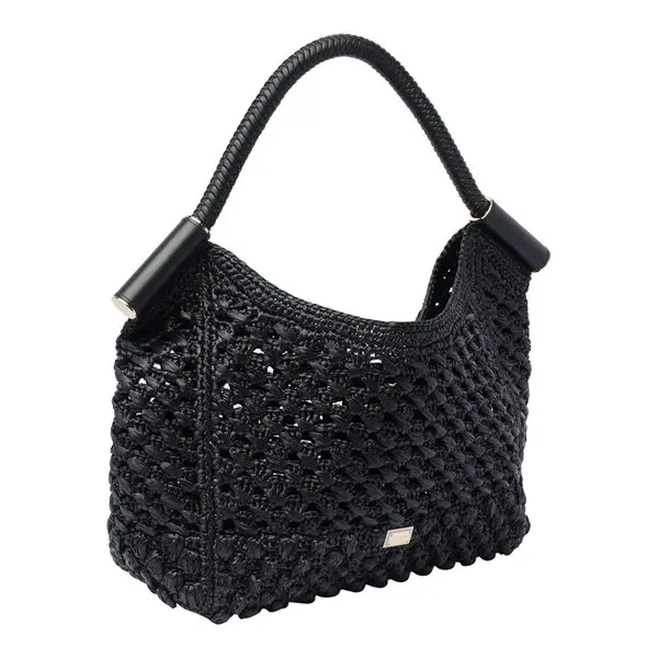 Dolce & Gabbana Woven Top Handle Bag With Logo Plaque