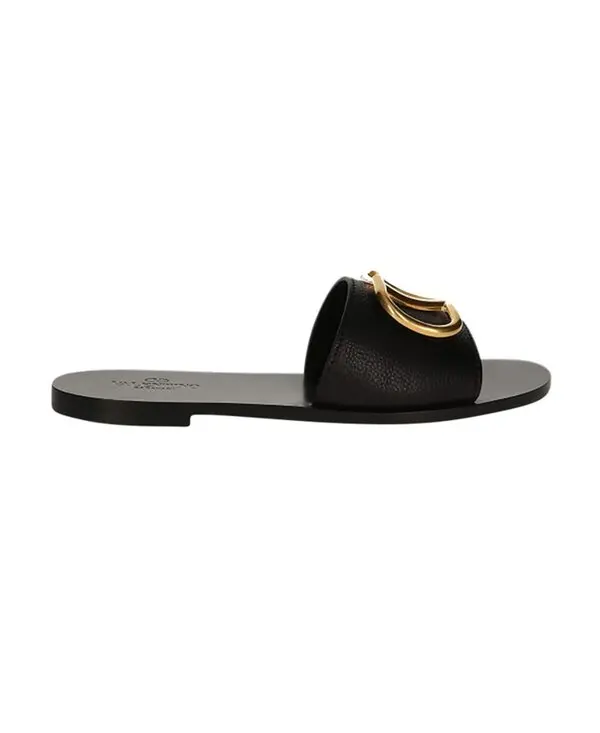 Valentino Garavani Vlogo Plaque Slip-on Slides - Black