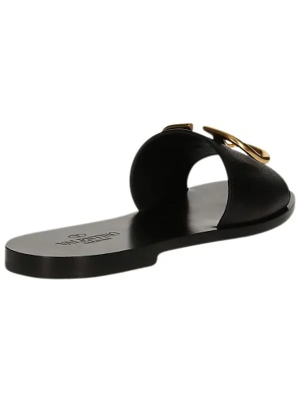 Valentino Garavani Vlogo Plaque Slip-on Slides - Black