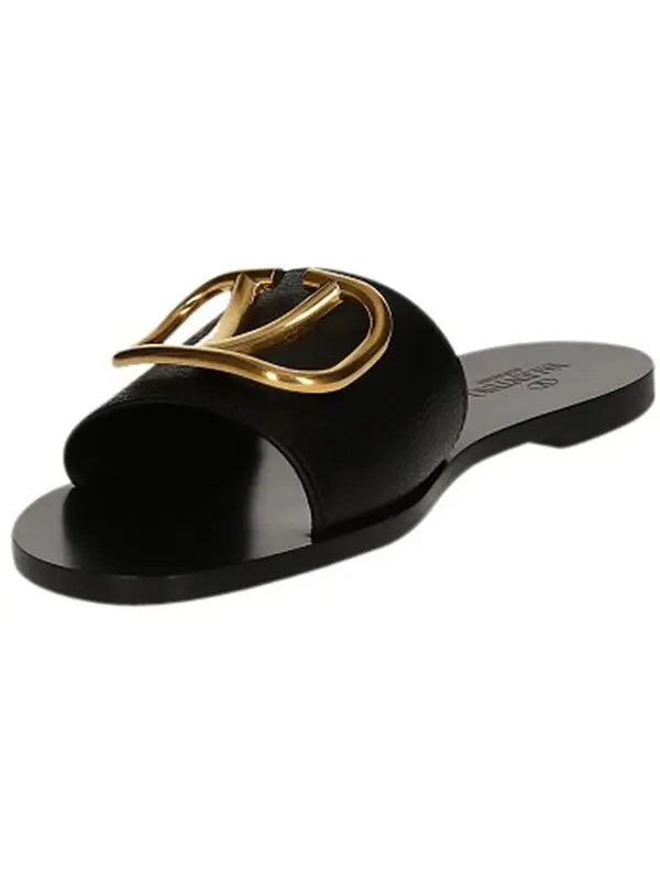 Valentino Garavani Vlogo Plaque Slip-on Slides - Black