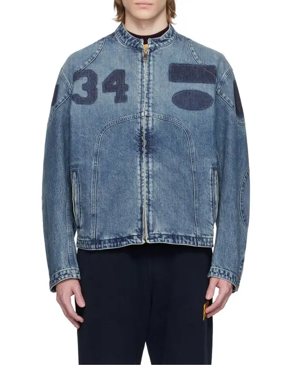 AMBUSH Paneled Graphic Denim Rider Jacket