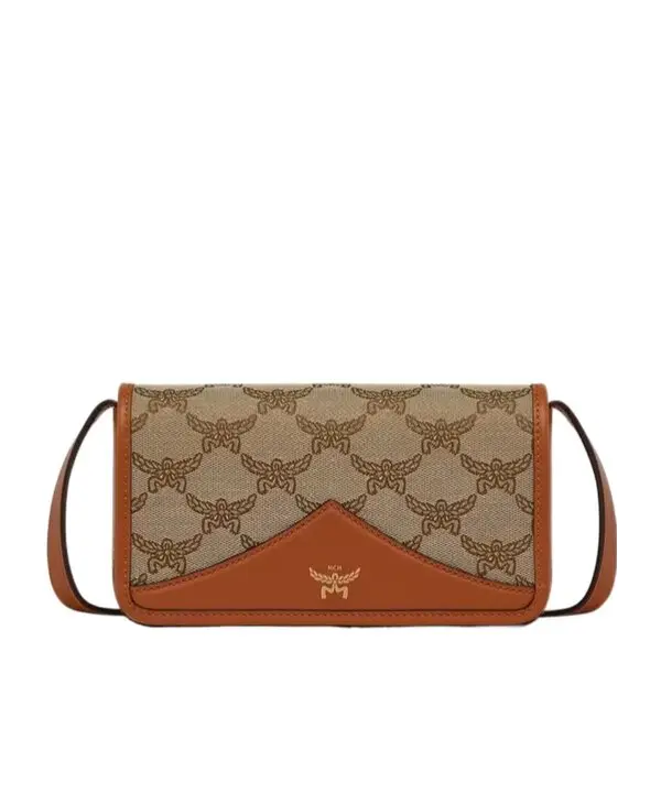 Mcm Lauretos Jacquard Cross-body Bag - Beige