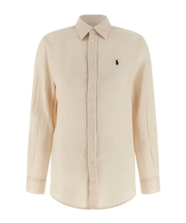 Polo Ralph Lauren Embroidered Long Sleeve Button-up Shirt - Nude