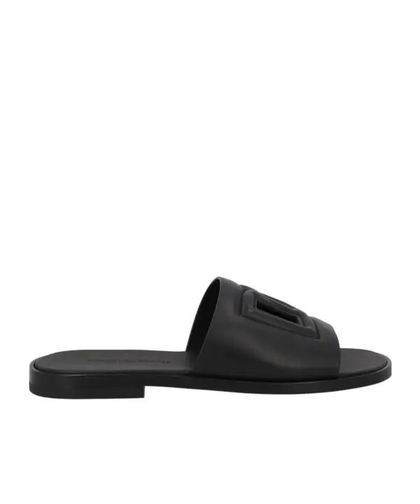Dolce & Gabbana Logo Embossed Slides - Black